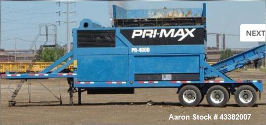 Used SSI Shredder, Primax PR-4000, Twin shaft unit, rated 30 to 80 to